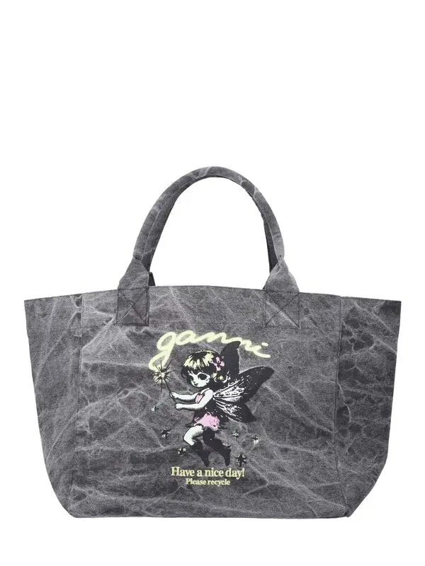 GANNI Medium Fairy Tote Bag - Black Oister