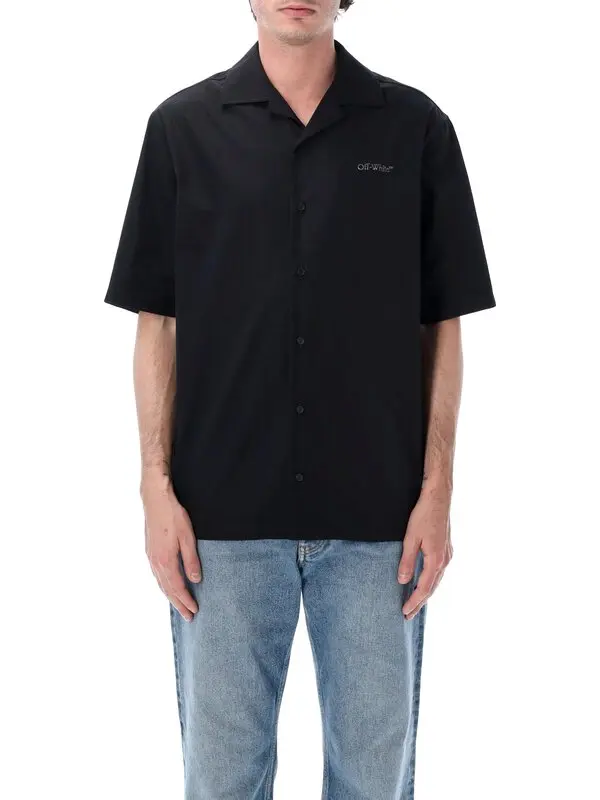 Off-White Short Sleeve Shirt With Metal Arrow Print - Black