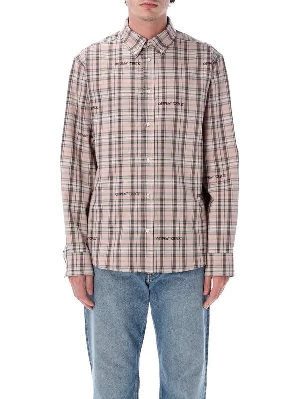 Off-White Check Flannel Shirt - Mauve
