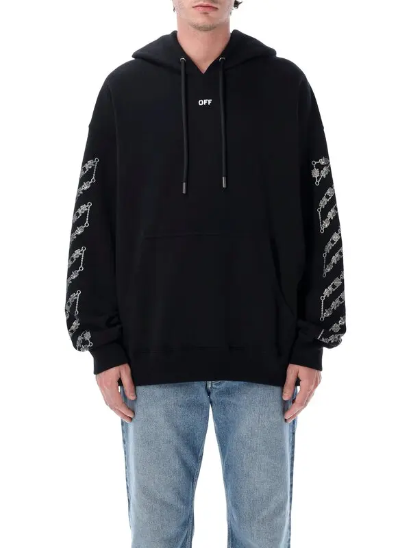 Off-White Chain Araldic Arrow Cotton Hoodie - Black