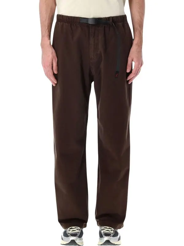 Gramicci Cotton Relaxed Fit Trousers With Webbing Belt - Brown