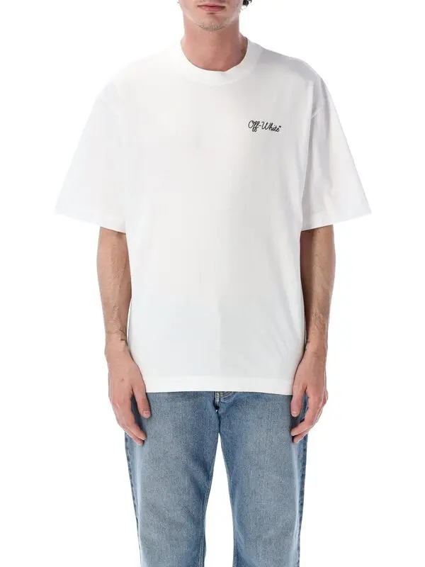 Off-White Cotton T-shirt With Script Logo - White