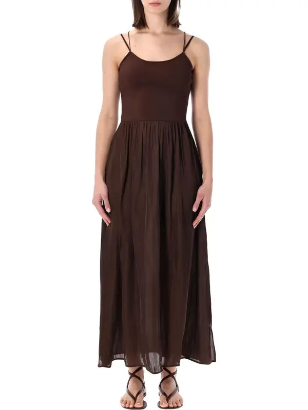 SESSUN Sessùn Sweet Mambo Strappy Dress With Open Back And Satin Skirt - Brown