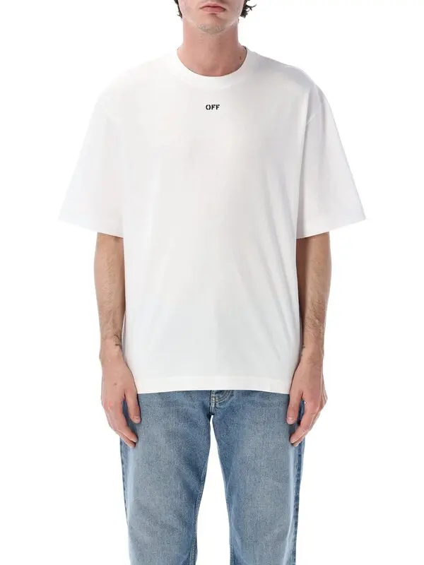 Off-White Cotton T-shirt With Graphic Detail - White
