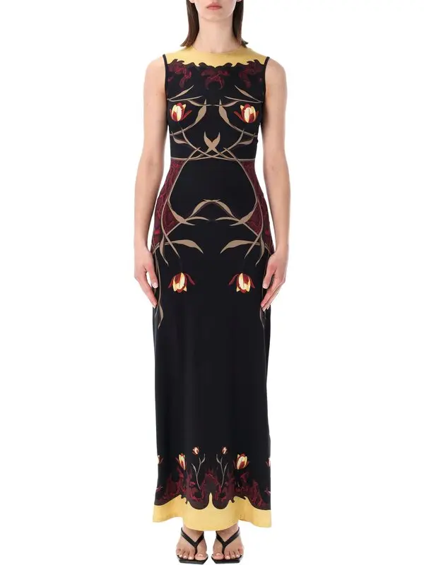 MARINE SERRE Printed Jersey Maxi Dress - Black
