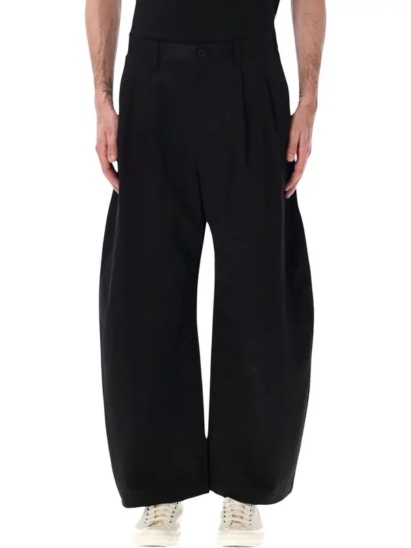 Comme Des Garçons Homme Wide Leg Pleated Trousers - Black