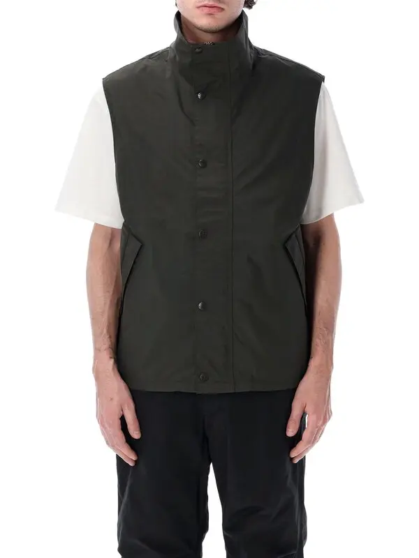 Nanamica Vest With Stand Collar And Snap Button Closure - Dark Olive