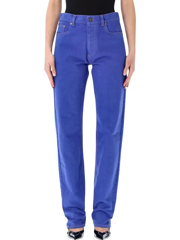 Versace Garment-dyed Relaxed Fit Straight Leg Jeans - Blue