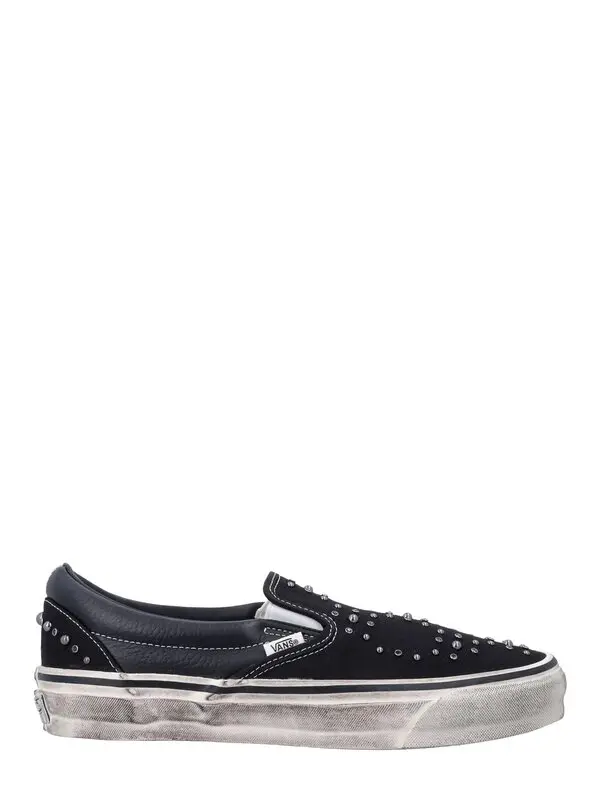 VANS Classic Slip-on Studded Canvas And Leather Casual Shoes - Black