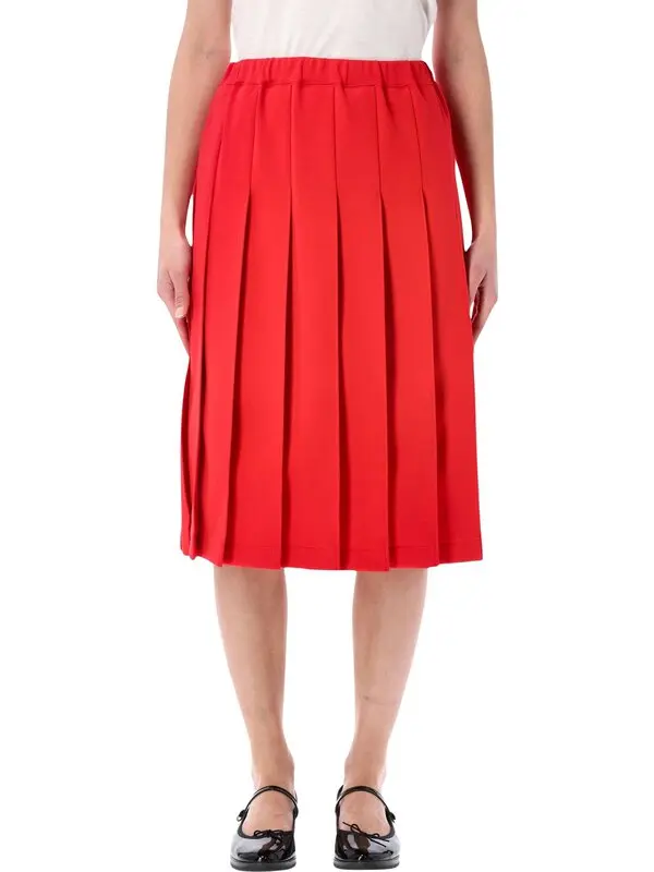 Comme Des Garçons Pleated Midi Skirt - Red