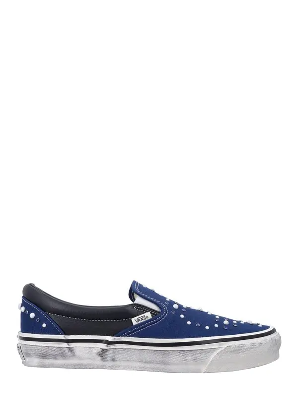 VANS Embellished Canvas & Leather Slip-on Sneakers - Blue