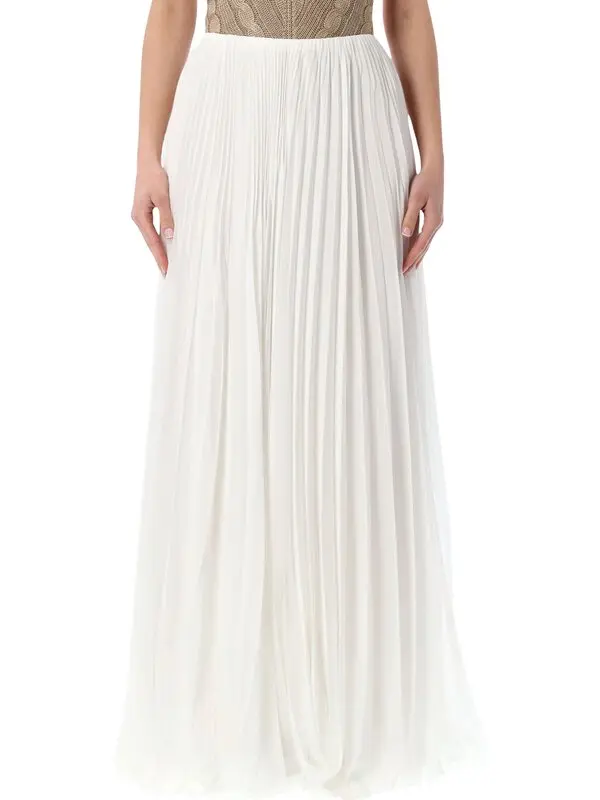 Ralph Lauren Niccola Pleated Maxi Skirt - White