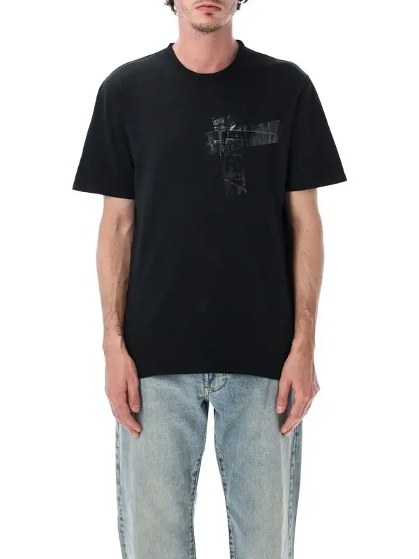 MAISON MARGIELA Cotton Jersey T-shirt With Transparent Taped Detail - Vintage Black