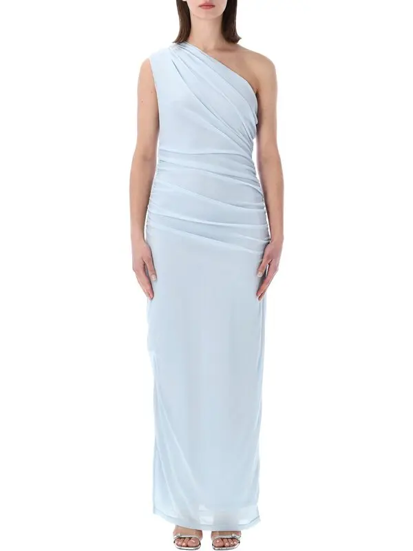 ROTATE BY BIRGER CHRISTENSEN One-shoulder Draped Maxi Dress - Plain Air Blue