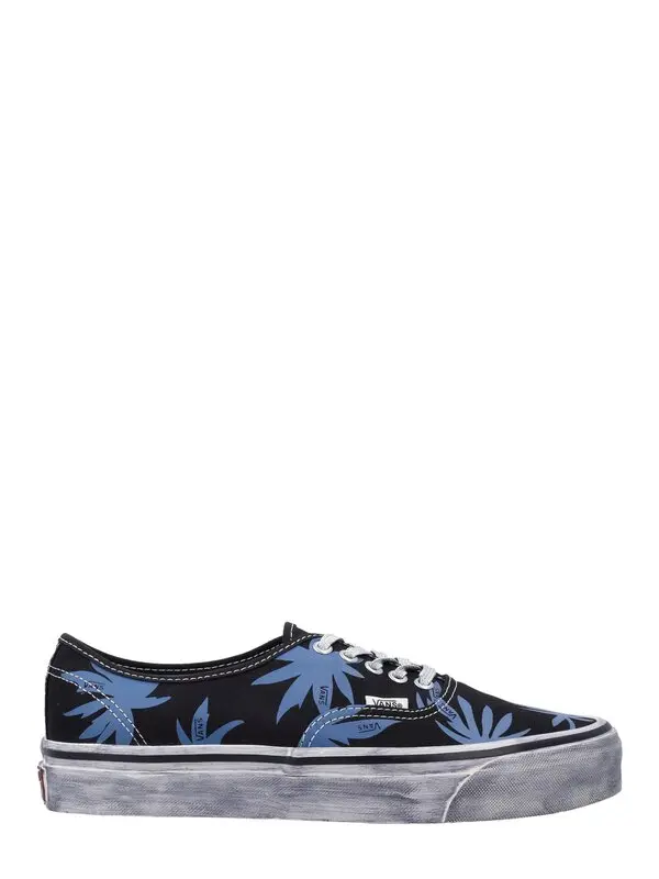 VANS Authentic Low Top Lace Up Sneakers With Tropical Print - Black