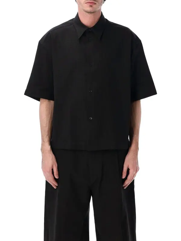 Studio Nicholson Short Sleeve Cotton-linen Shirt - Black