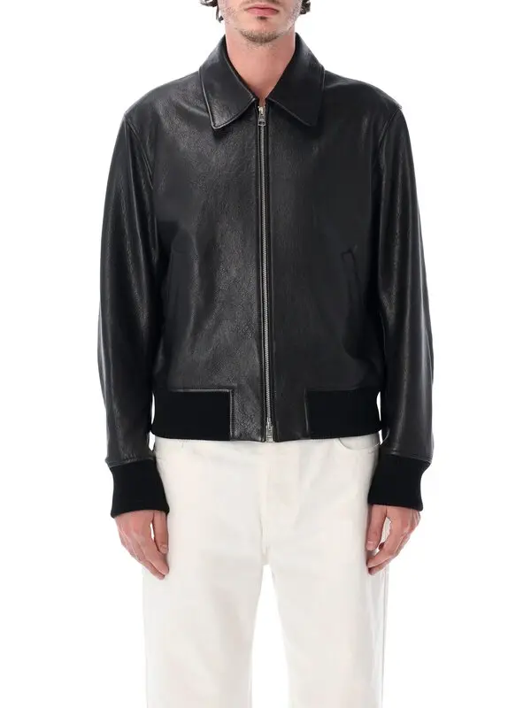 Ami Lamb Leather Jacket - Black
