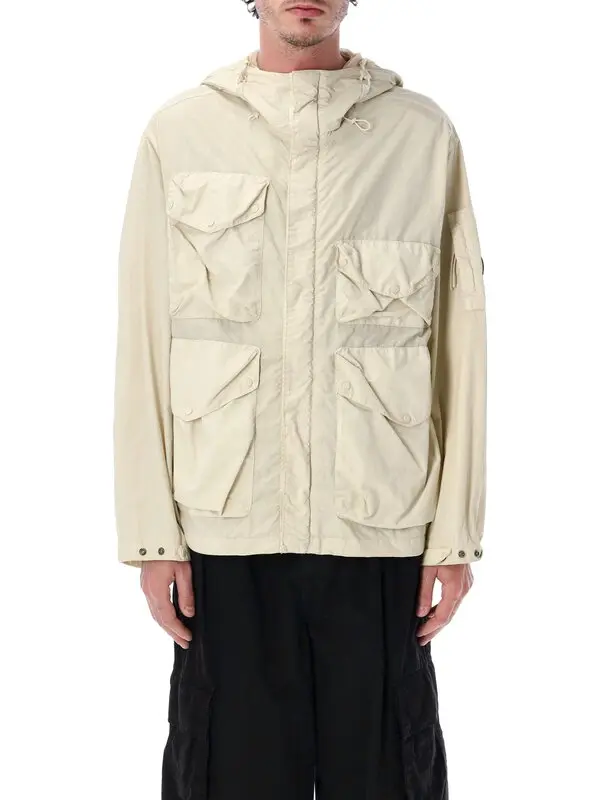 C.P. COMPANY Flatt Nylon Goggle Jacket - Frozen Ecru