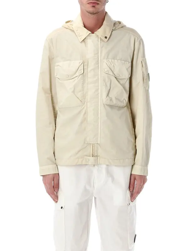 C.P. COMPANY Flatt Nylon Overshirt With Goggles - Frozen Ecru