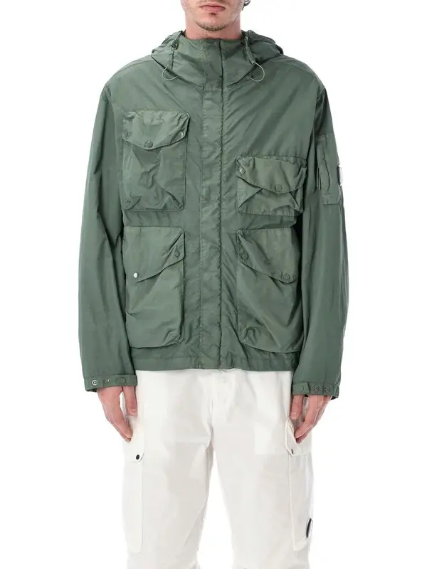 C.P. COMPANY Flatt Nylon Goggle Jacket - Olive Laurel Wrea