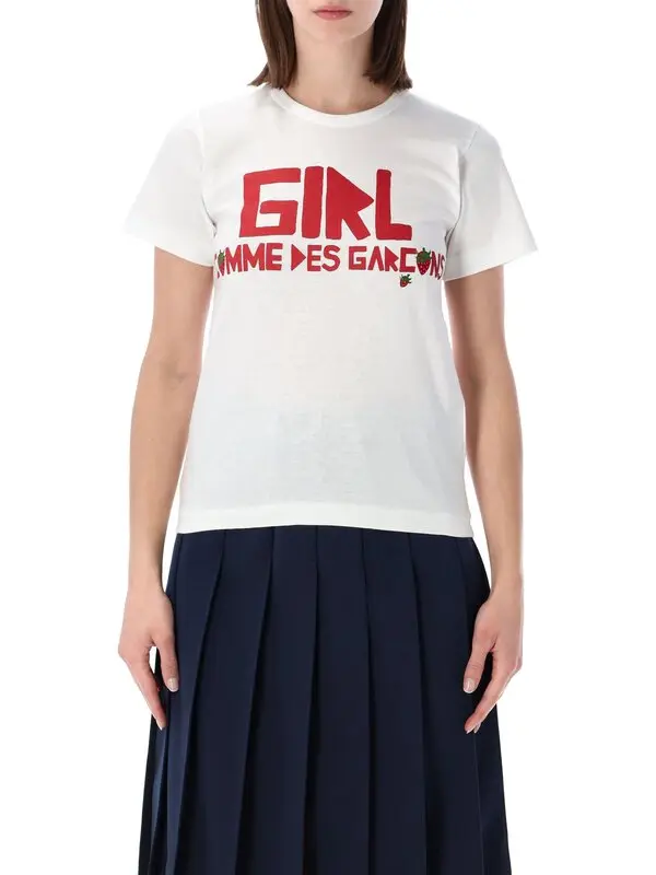 Comme Des Garçons Cotton Jersey T-shirt With Graphic Print - White