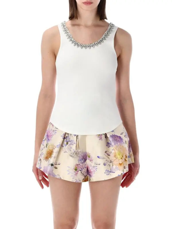 Zimmermann Embellished Scoop Neck Knit Tank Top - White
