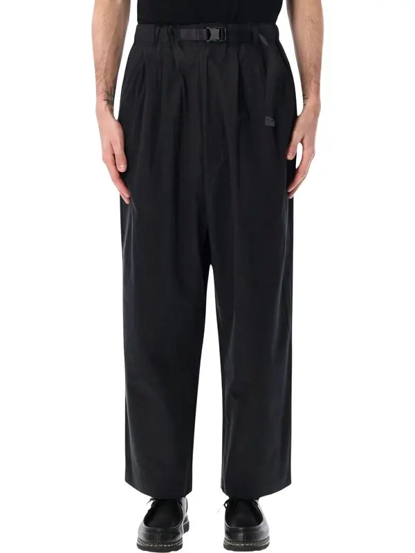 Comme Des Garçons Homme Cotton Wide-leg Trousers With Belt - Black