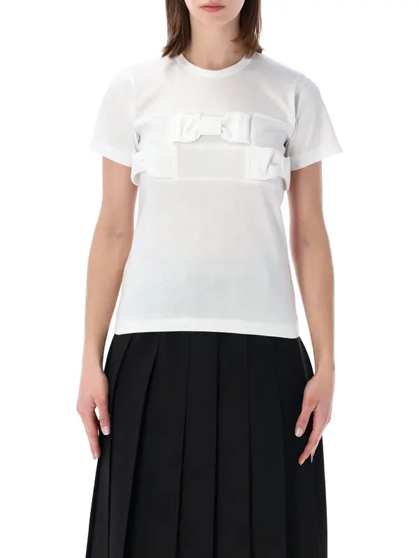 Comme Des Garçons Cotton T-shirt With Bow Appliqués - White