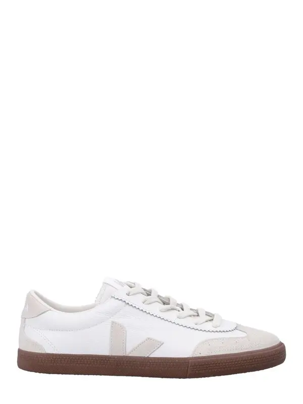 VEJA Volley Leather Lace-up Sneakers - White Natural Bark