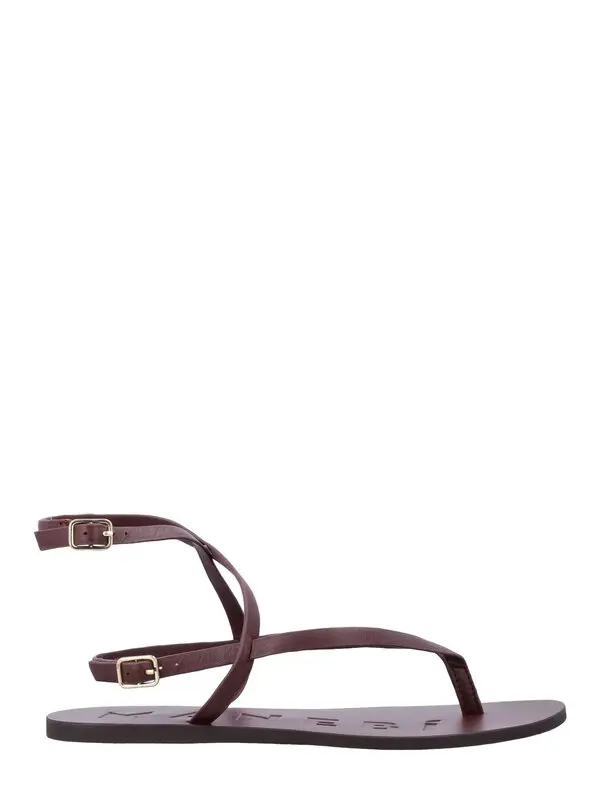 Manebí Manebì Leather Strappy Thong Sandals With Adjustable Ankle Strap - Purple