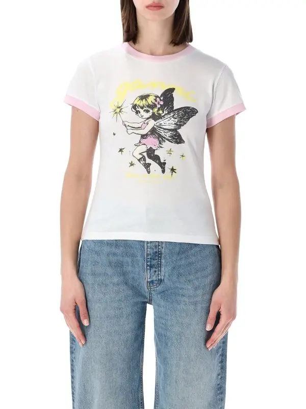 GANNI Baby Fit T-shirt With Fairy Graphic - White