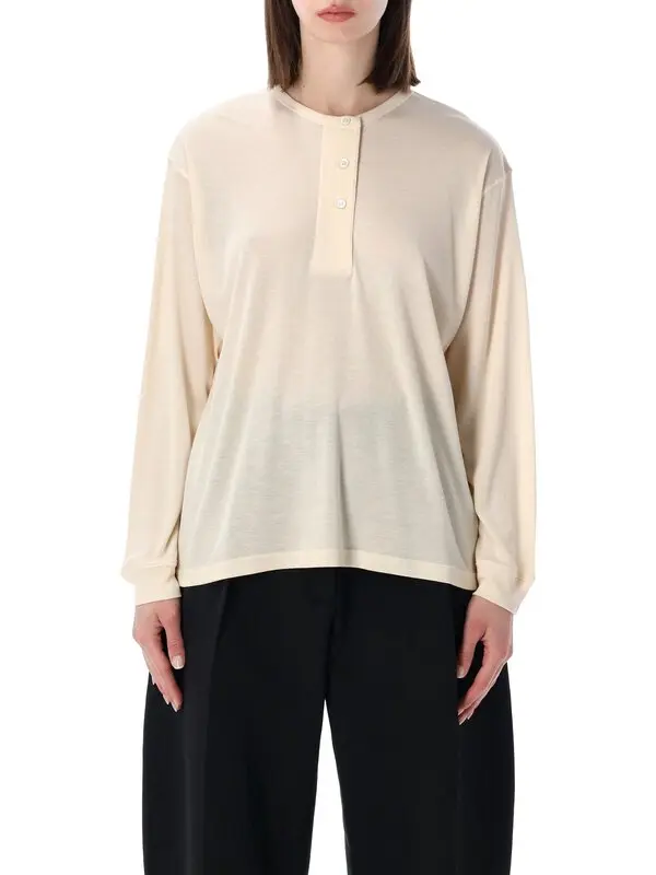Studio Nicholson Rutas Long Sleeve Ribbed Top - Canvas Beige