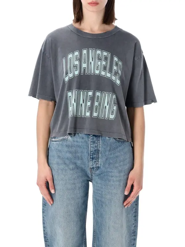 ANINE BING Cropped Graphic T-shirt - Grey