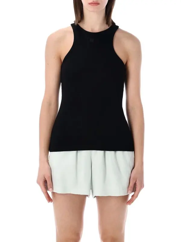 ANINE BING Ribbed Knit Crewneck Sleeveless Tank Top - Black