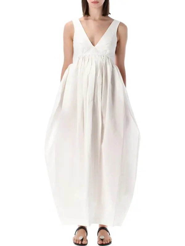 RÓHE Sculptural V-neck Sleeveless Dress - White