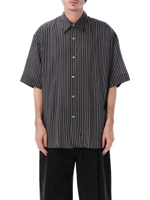 Studio Nicholson Striped Lyocell And Silk Blend Shirt - Blue