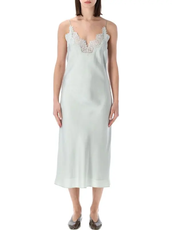 RÓHE Lace Trimmed Midi Slip Dress - Foam Green