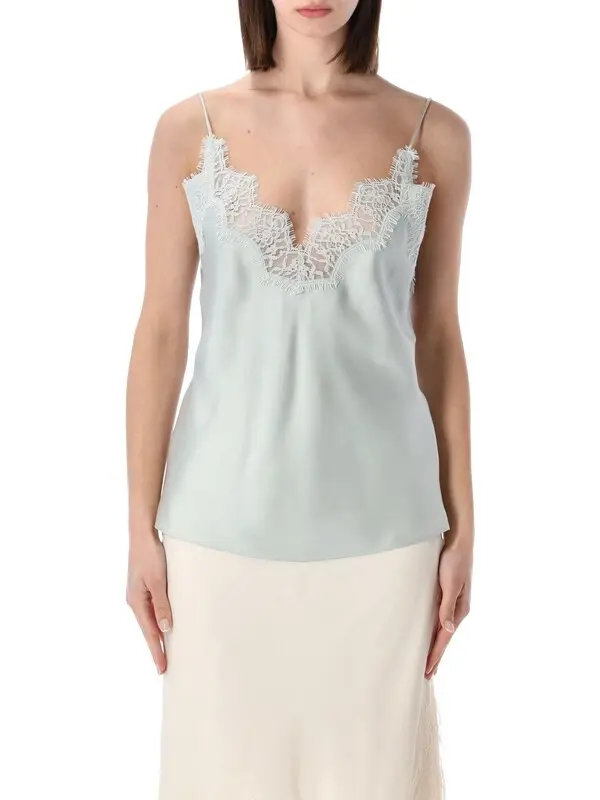 RÓHE Lace Trimmed Silk Camisole - Foam Green