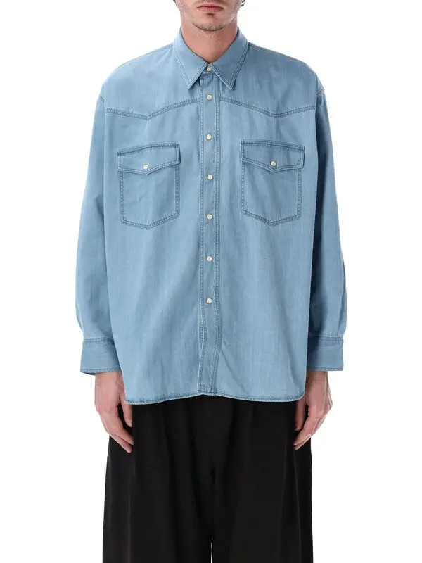 Studio Nicholson Cotton Denim Shirt - Warn Wash Indigo