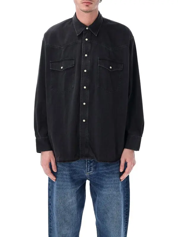 Studio Nicholson Cotton Denim Shirt - Wash Black