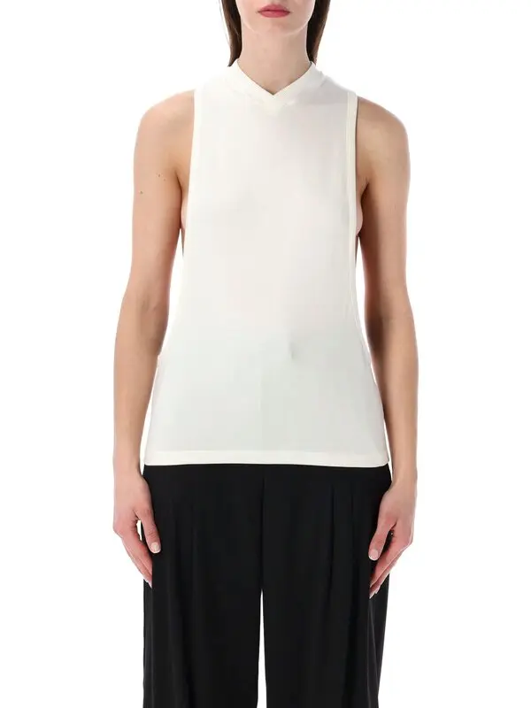 Versace Ribbed V-neck Sleeveless Top - Optical White