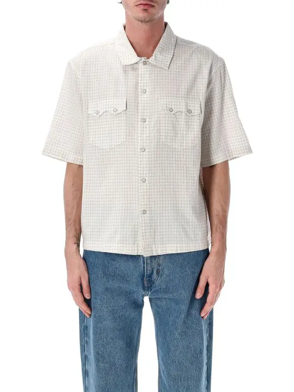 LEVI'S Short Sleeve Checked Cotton Shirt - White