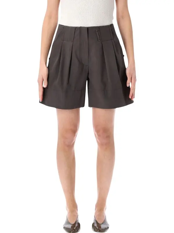 LOW CLASSIC Turn-up Shorts With Adjustable Cuff - Charcoal