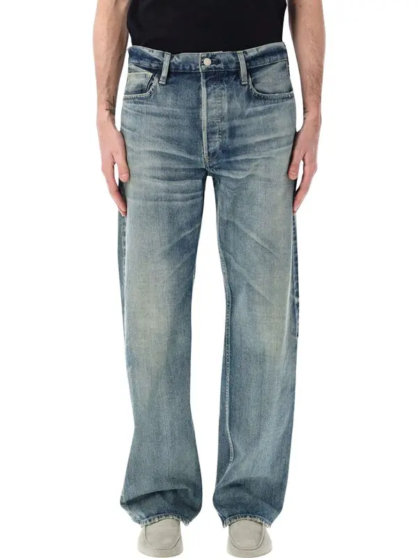 Fear Of God Straight 5-pocket Jeans In Medium Vintage Blue Wash Cotton Denim - Vintage Indigo