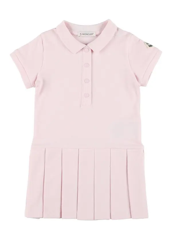 Moncler Cotton Piqué Pleated Polo Dress - Pink