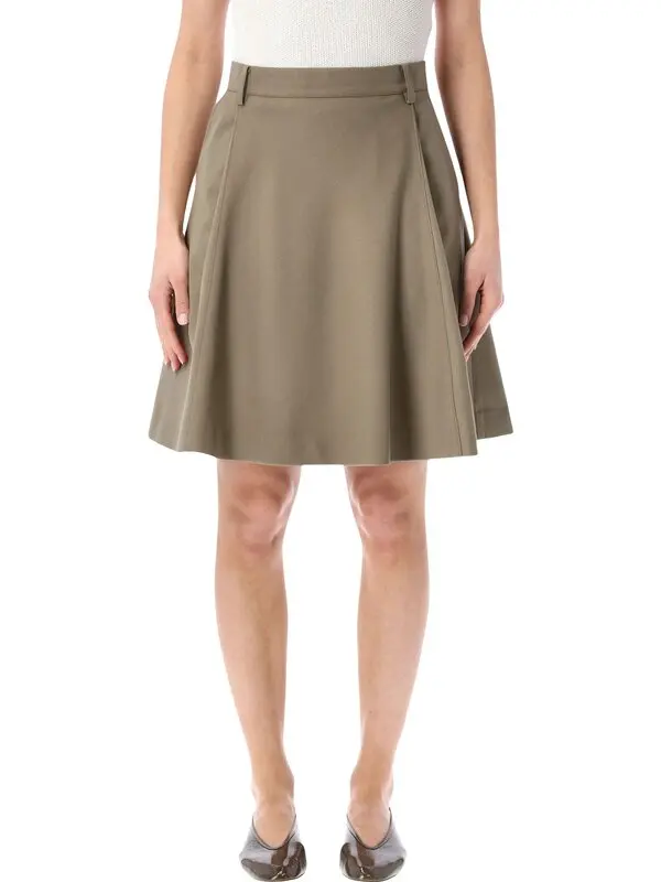 LOW CLASSIC Flared Midi Skirt - Khaki Beige