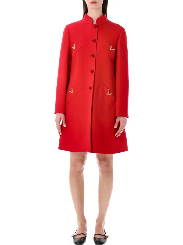 Valentino Garavani Wool And Cashmere Drap Coat - Paris Red