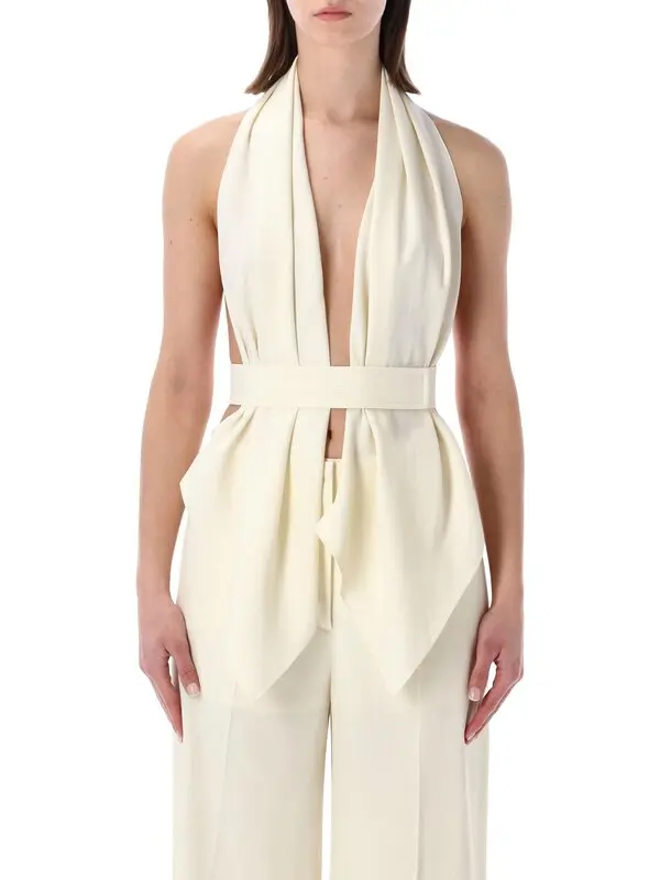 Alberta Ferretti Scarf-effect Draped Top - White