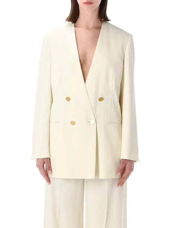 Alberta Ferretti Double-breasted Blazer With Gold Buttons - White