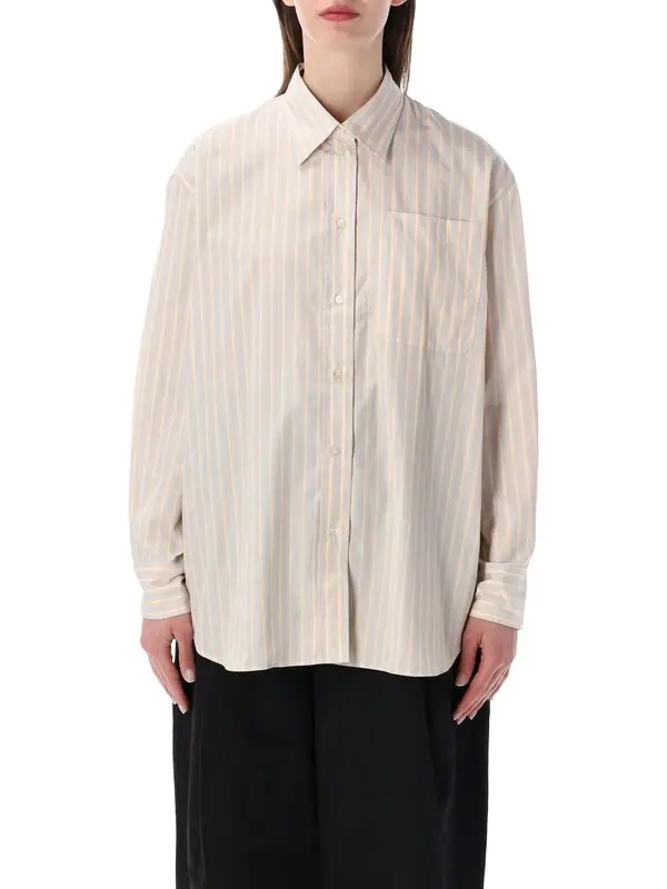 Soeur Carlotta Striped Cotton Poplin Shirt - Orange Gris Stripe